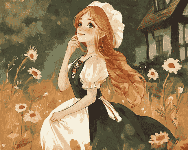 Cottagecore Girl Art Diamond Painting - DiamondartPaint.com